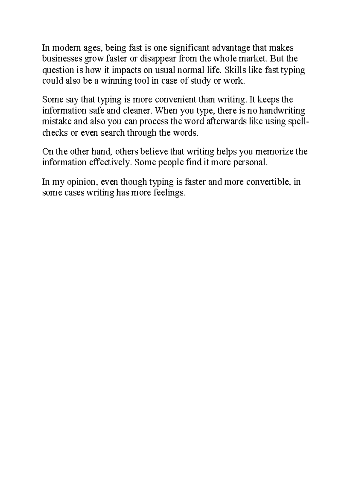 Typing vs. Writing: Impact on Modern Life and Learning (Dokument 3 ...