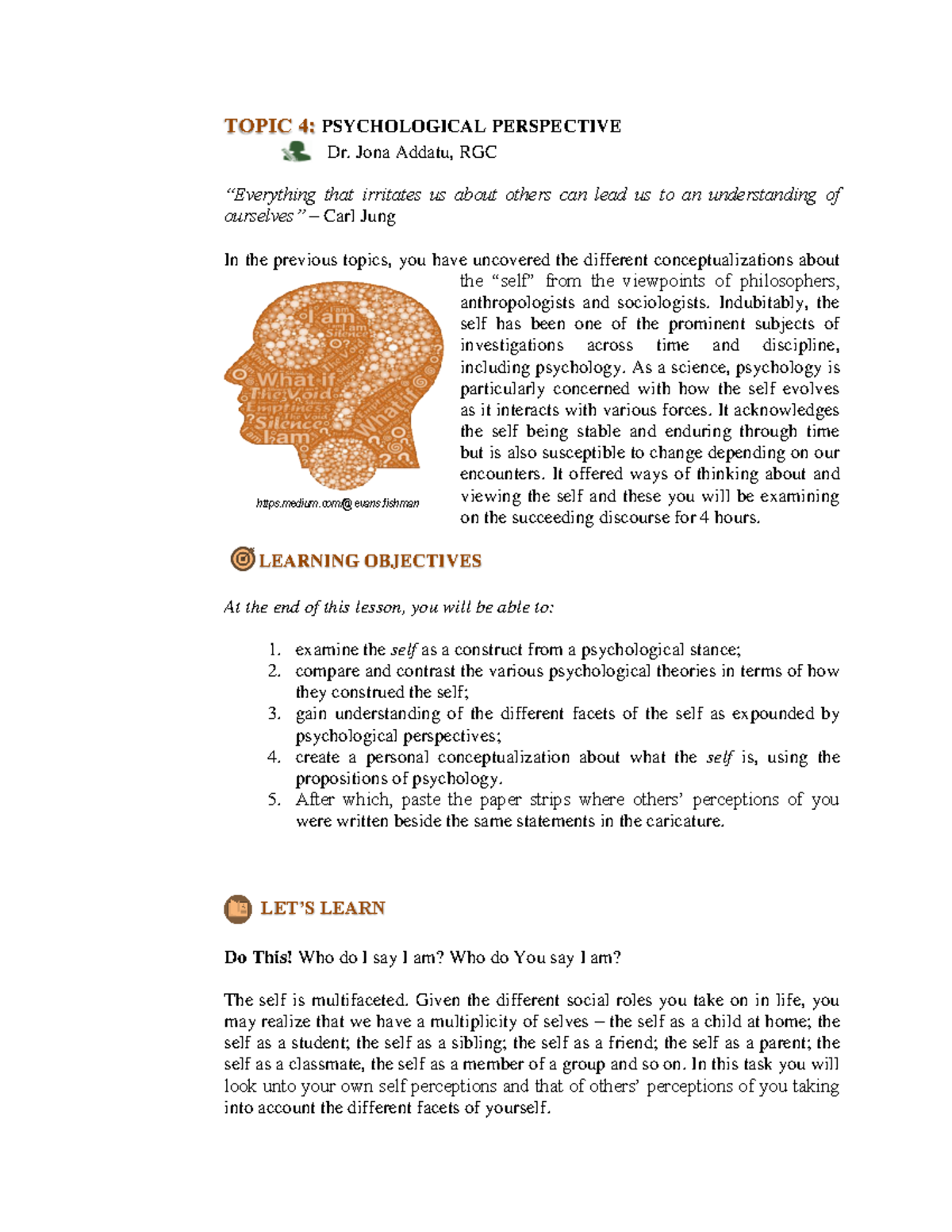 Topic 4 Psychological Perspective - https.medium/@evans TOPIC 4 ...