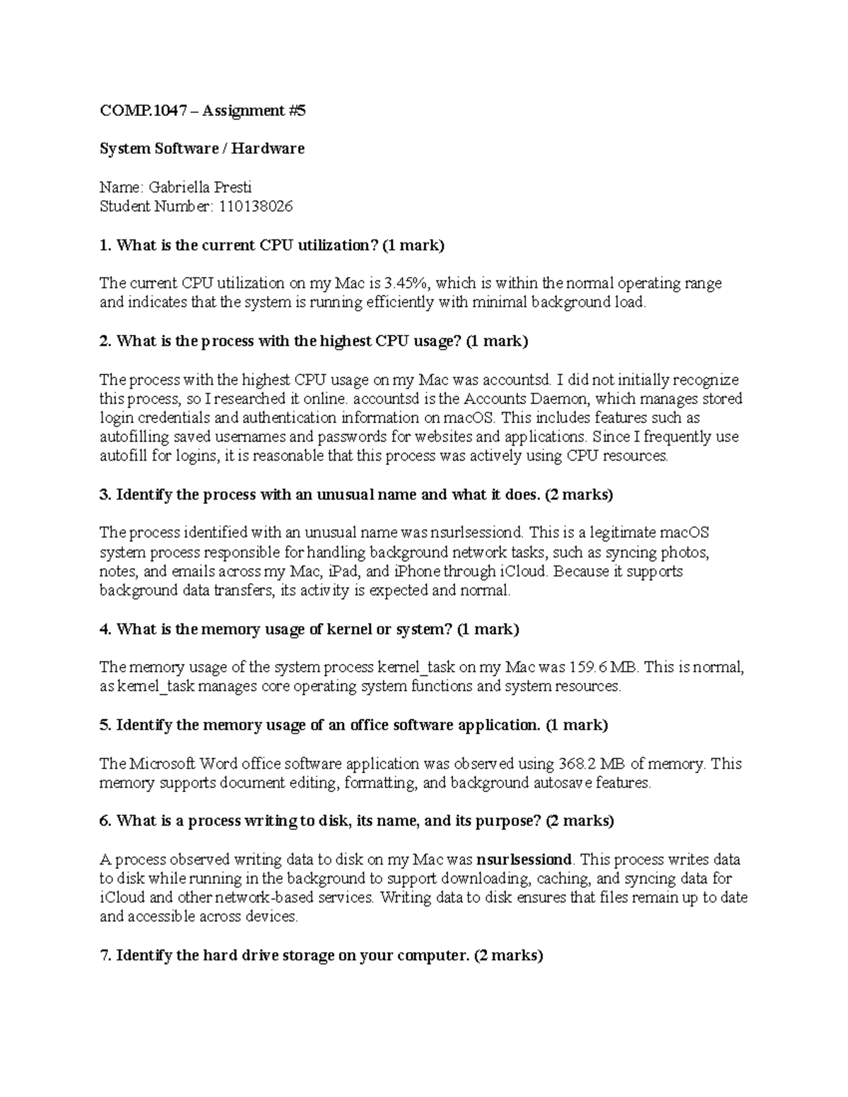 COMP.1047 Assignment: System Software & Hardware Analysis - Studocu
