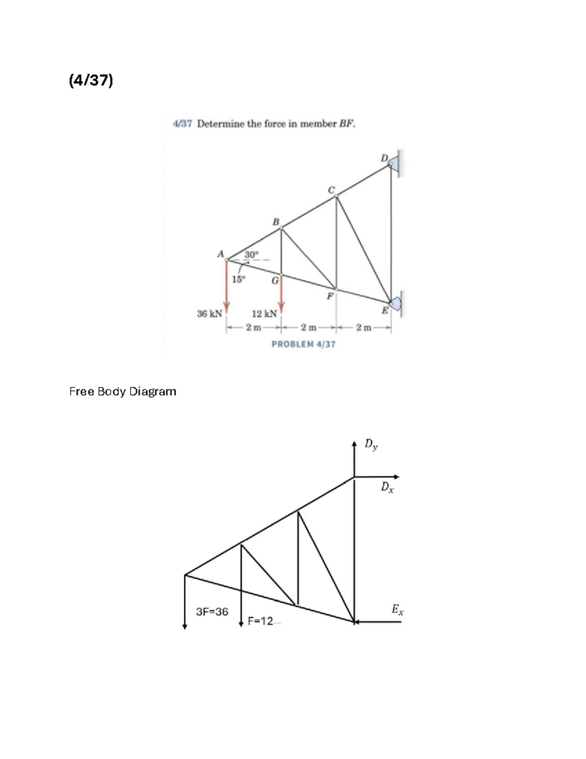 Statics Meriam 4.37 Solution: Free Body Diagram Analysis - Studocu