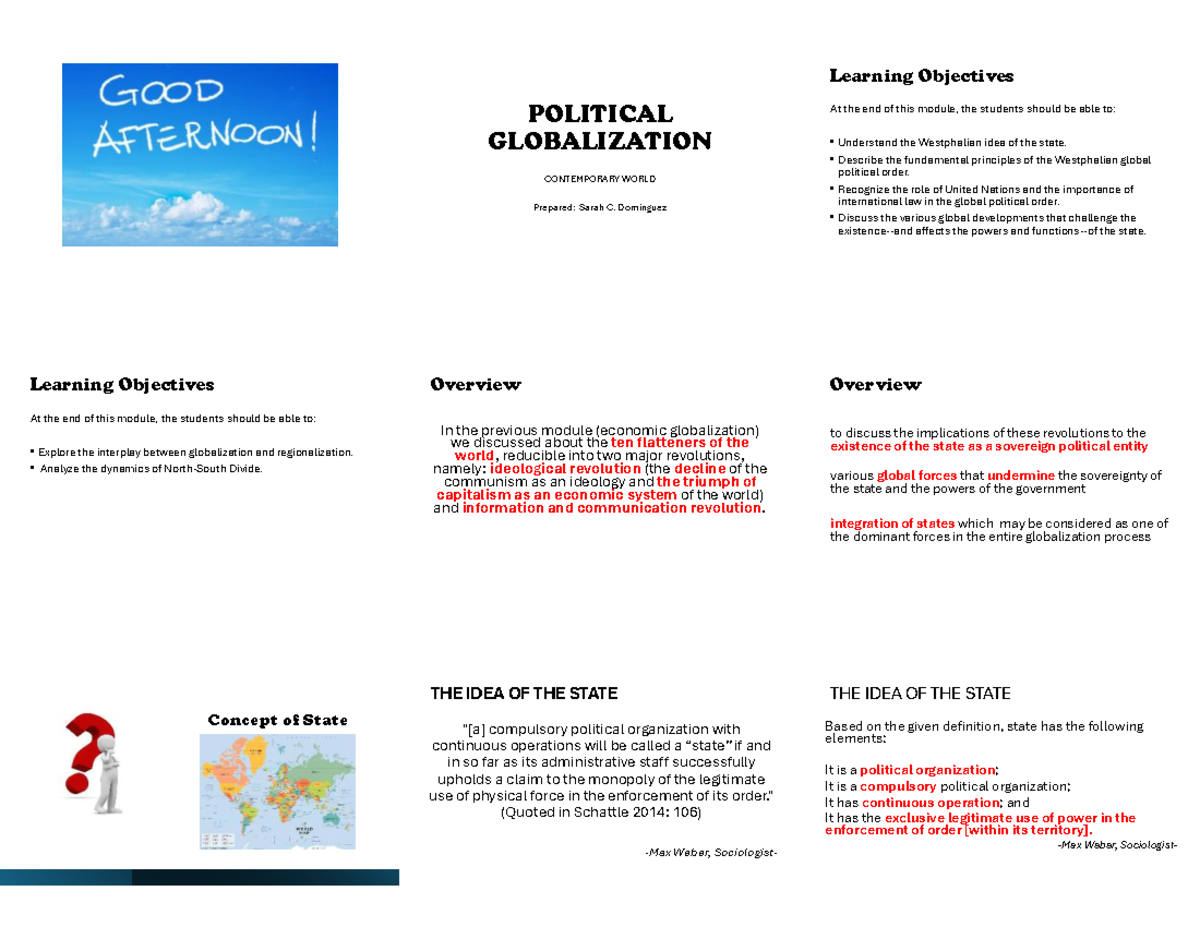 Presentation CW Module 3: Political Globalization & the Westphalian ...
