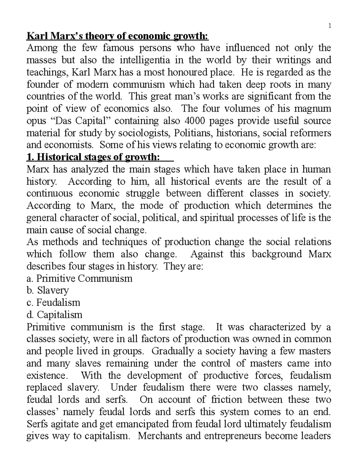 Karl marx theory of development - Karl Marx’s theory of economic growth ...