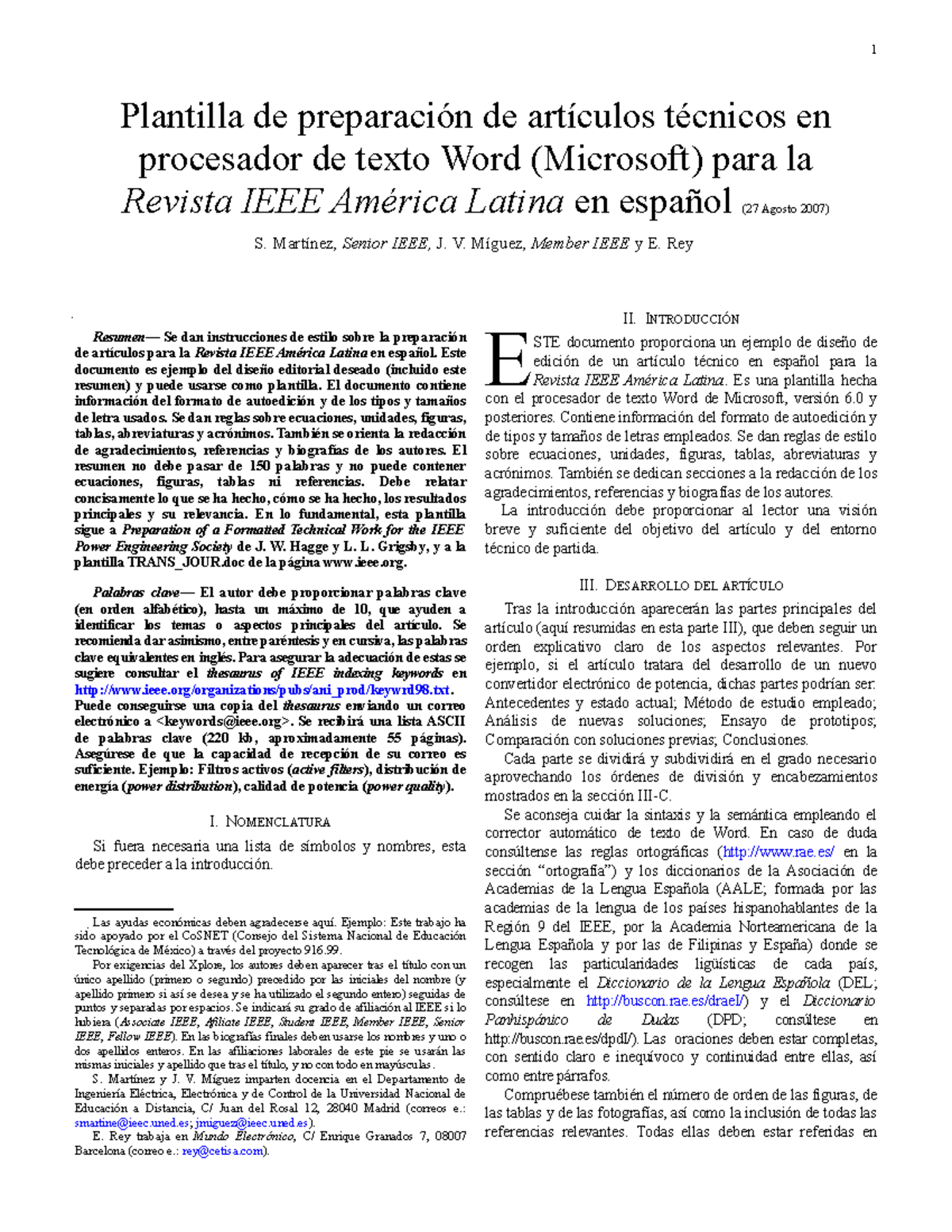 Instrucciones de Formato para Artículos IEEE en Español - Studocu