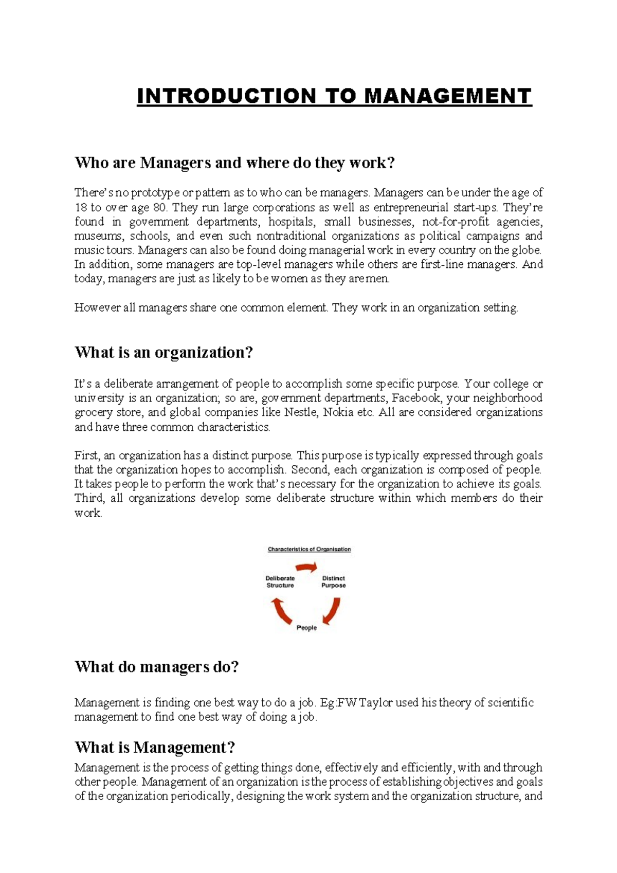 Introduction TO Management - INTRODUCTION TO MANAGEMENT Who are ...