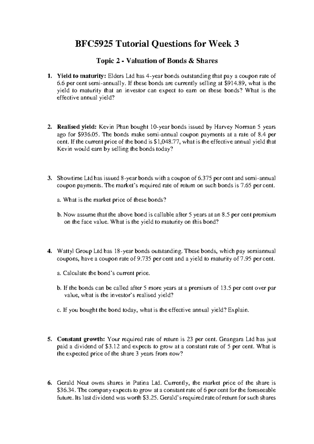 Week 3 tutorial questions - BFC5925 Tutorial Questions for Week 3 Topic ...