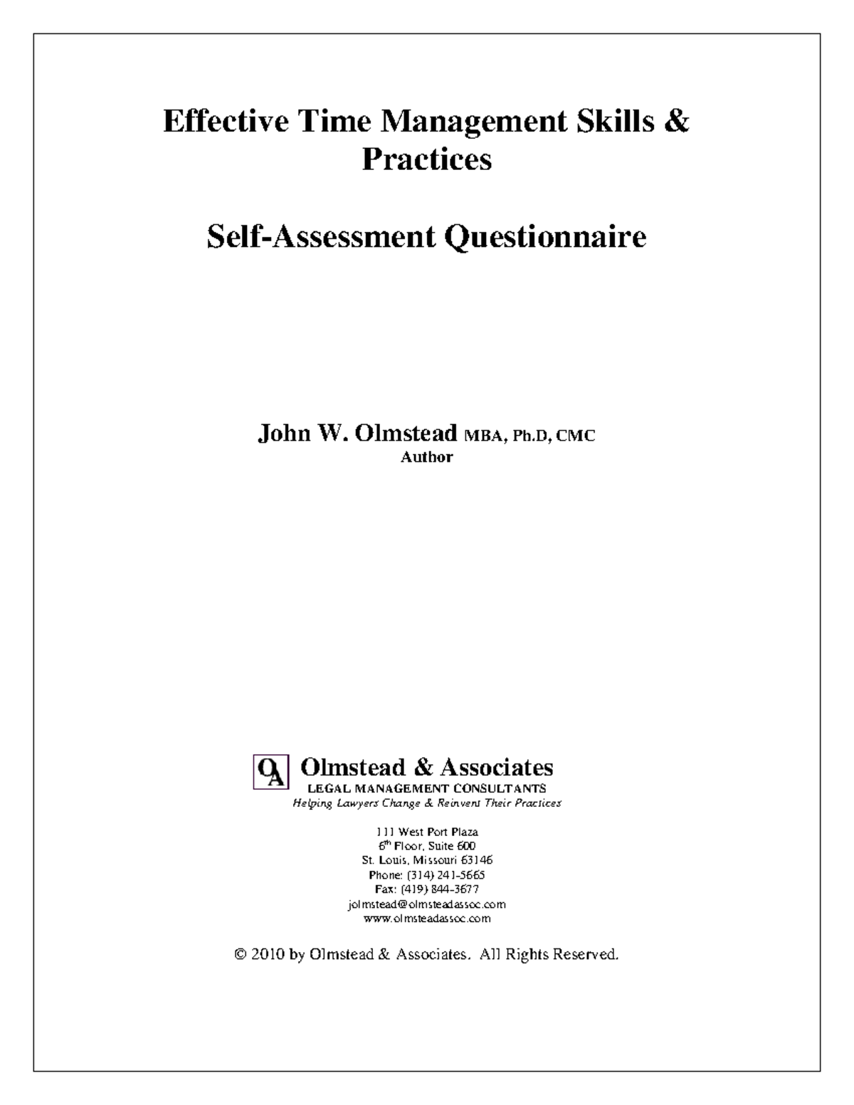 Effective Time Management Skills Questionnaire (MBA) - Studocu