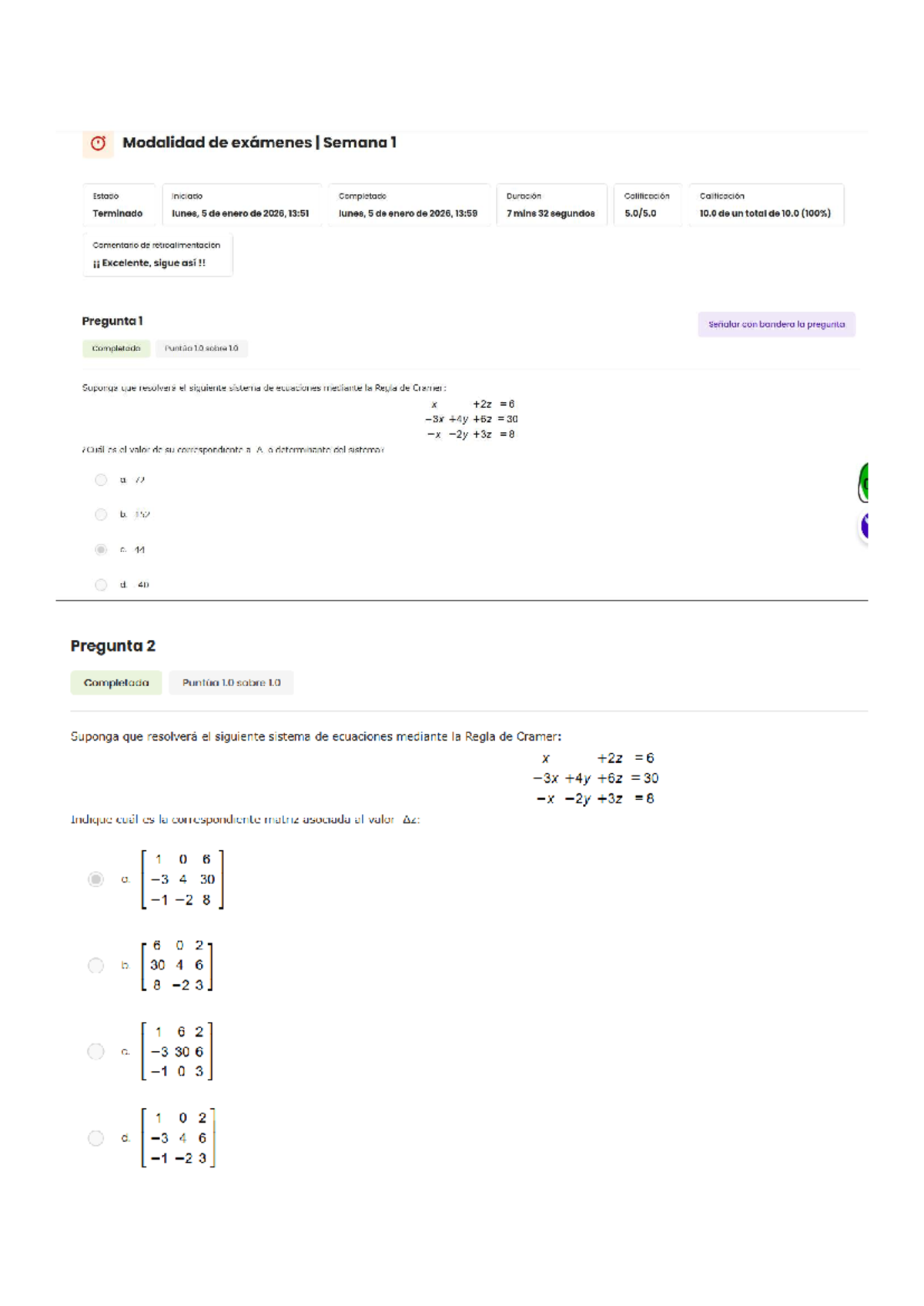 Semana 1: Exámenes de Álgebra Lineal I - Modalidad y Resultados - Studocu