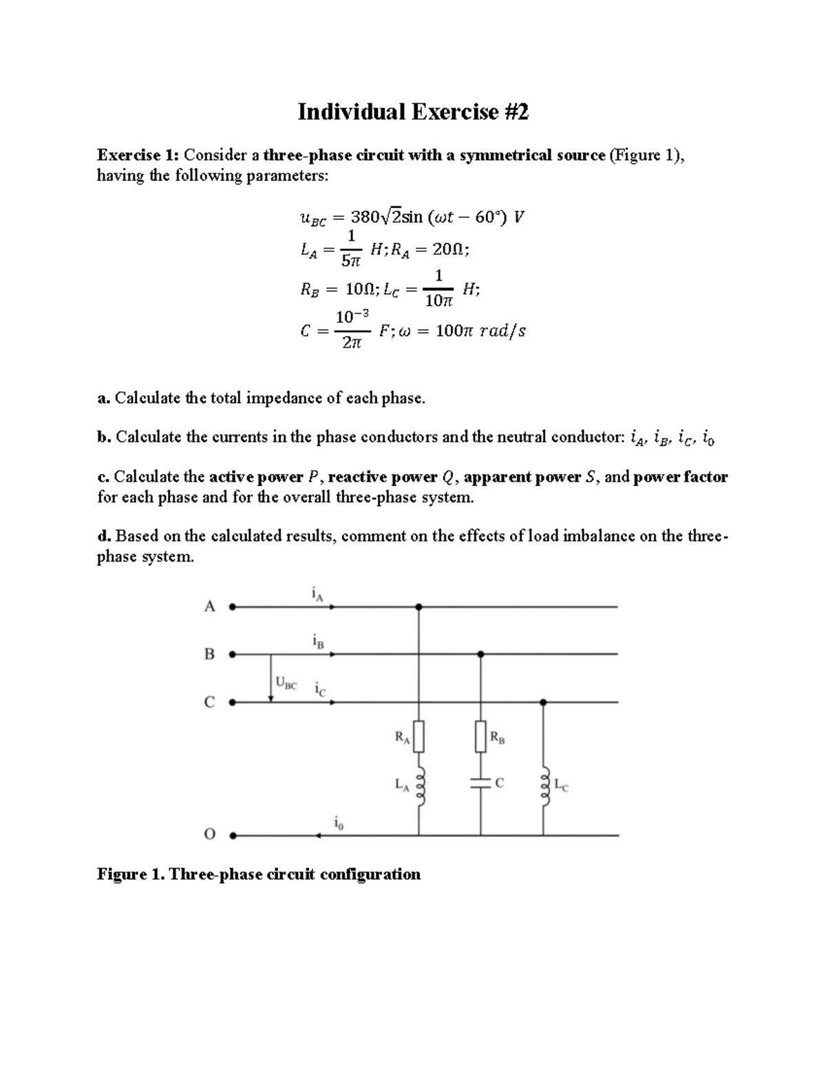 3Phases Circuit Analysis: Individual Exercise 1 - Chapter 4 - Studocu