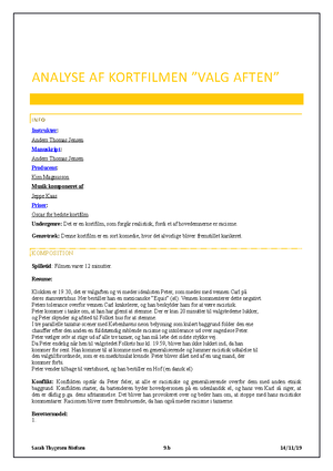 Analyse og fortolkning - Din disposition – de punkter, du skal omkring Det er det med grønt 1 ...