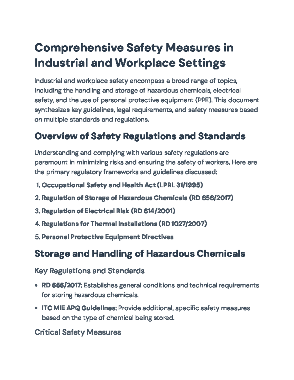 Comprehensive Safety Measures in Industrial & Workplace Settings ...