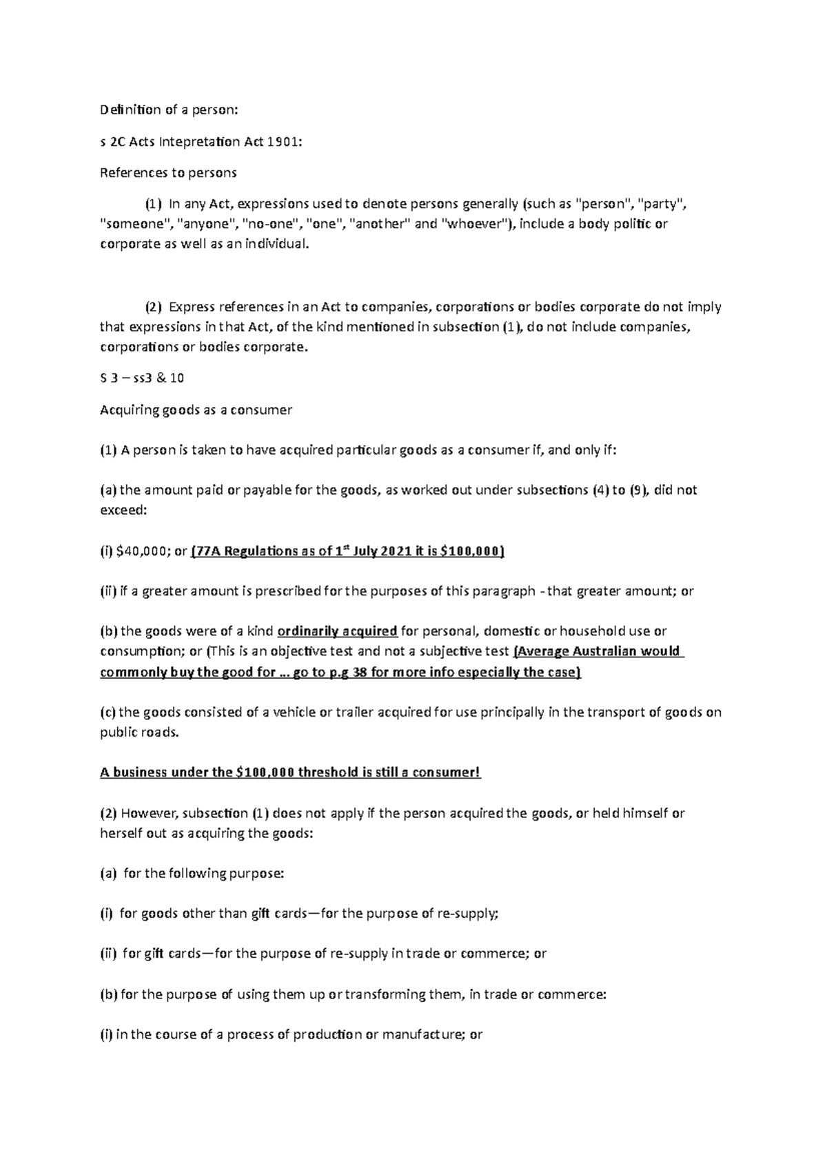 Definition of a Person Under s 2C Acts Interpretation Act 1901 - Studocu