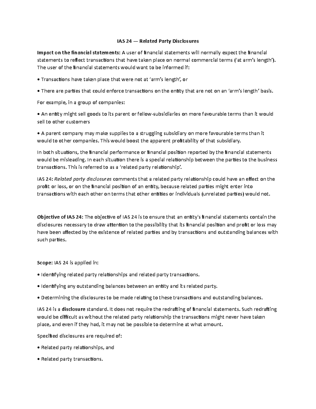 IAS 24: Key Insights into Related Party Disclosures - Studocu