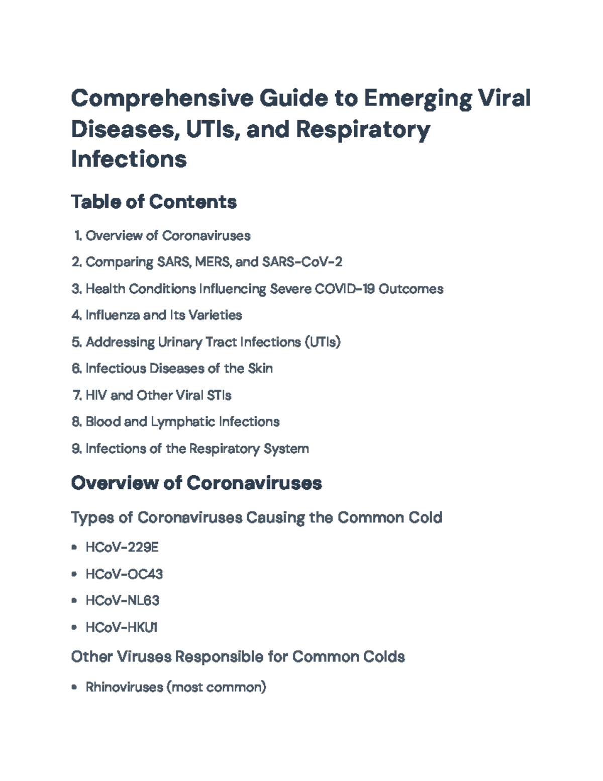 Comprehensive Guide to Emerging Viral Diseases and Infections, BIOL101 ...