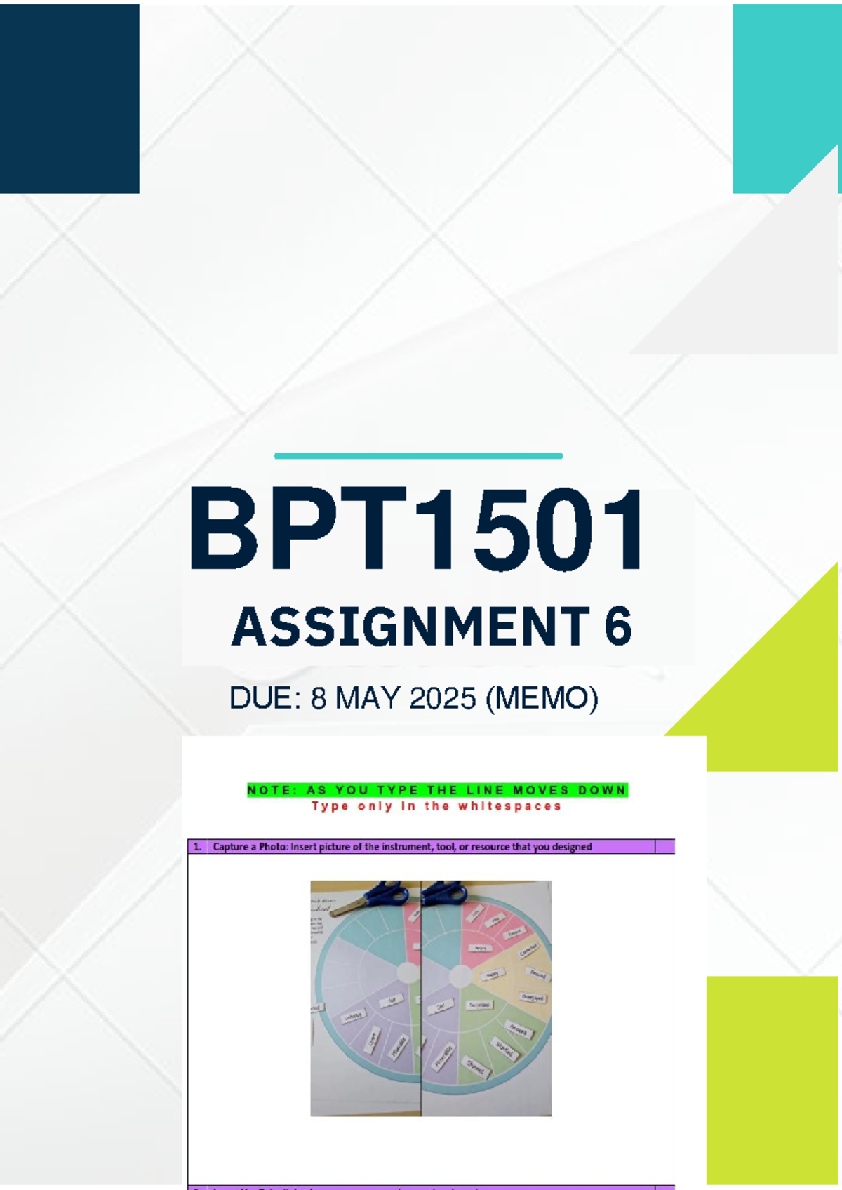 BPT1501 Assignment 6: Educational Tool Design (Due 8 May 2025) - Studocu