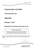 cml1501 - Unisa - communication law - Studocu