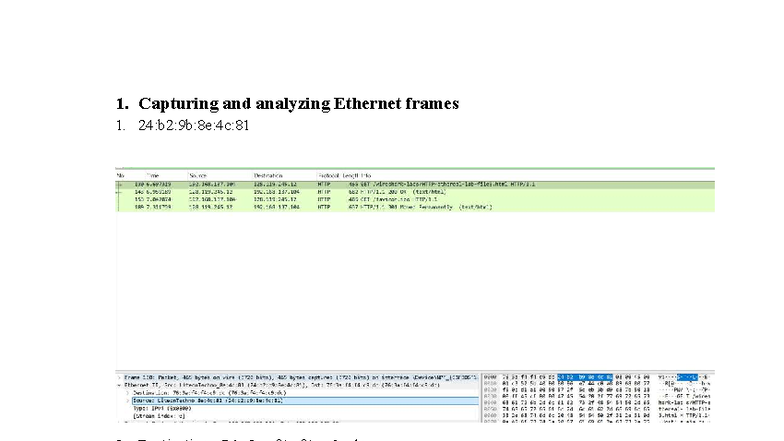 Wireshark 12-11: Analyzing Ethernet Frames and ARP Protocol - Studocu