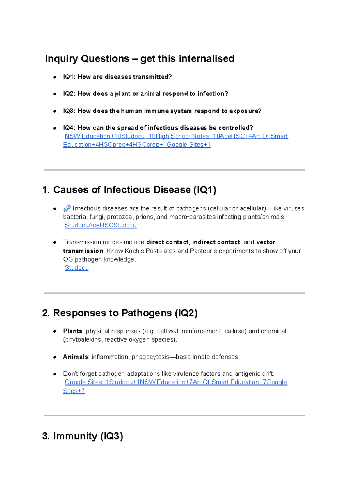 Bio Notes - Module 7: Infectious Diseases & Immune Responses - Studocu