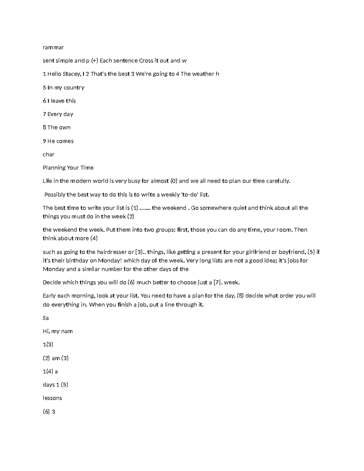 Grammar: Simple Sentences and Time Management Tips - Studocu