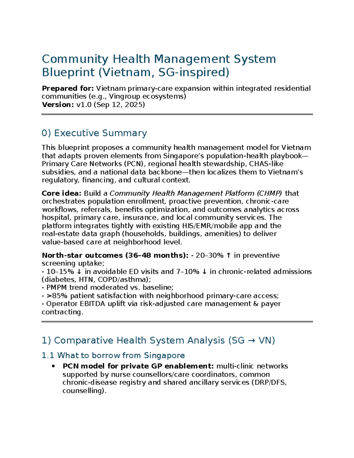 Community Health Management System Blueprint (VN, SG-Inspired) V1.0 ...