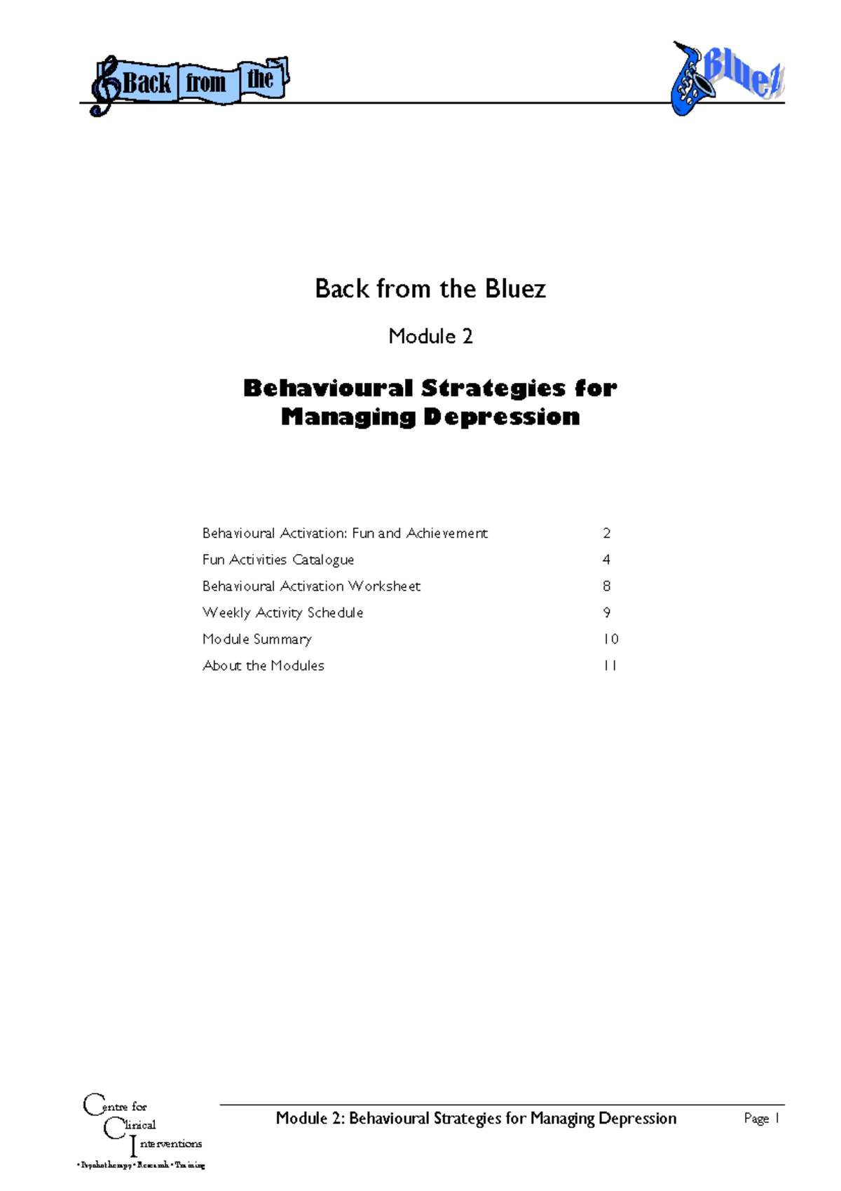 Module 2: Behavioural Strategies for Managing Depression - Fun ...