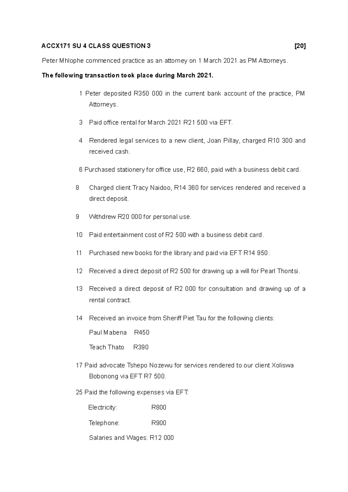 Accx171 su 4 class question 3: March 2021 transactions for pm attorneys ...