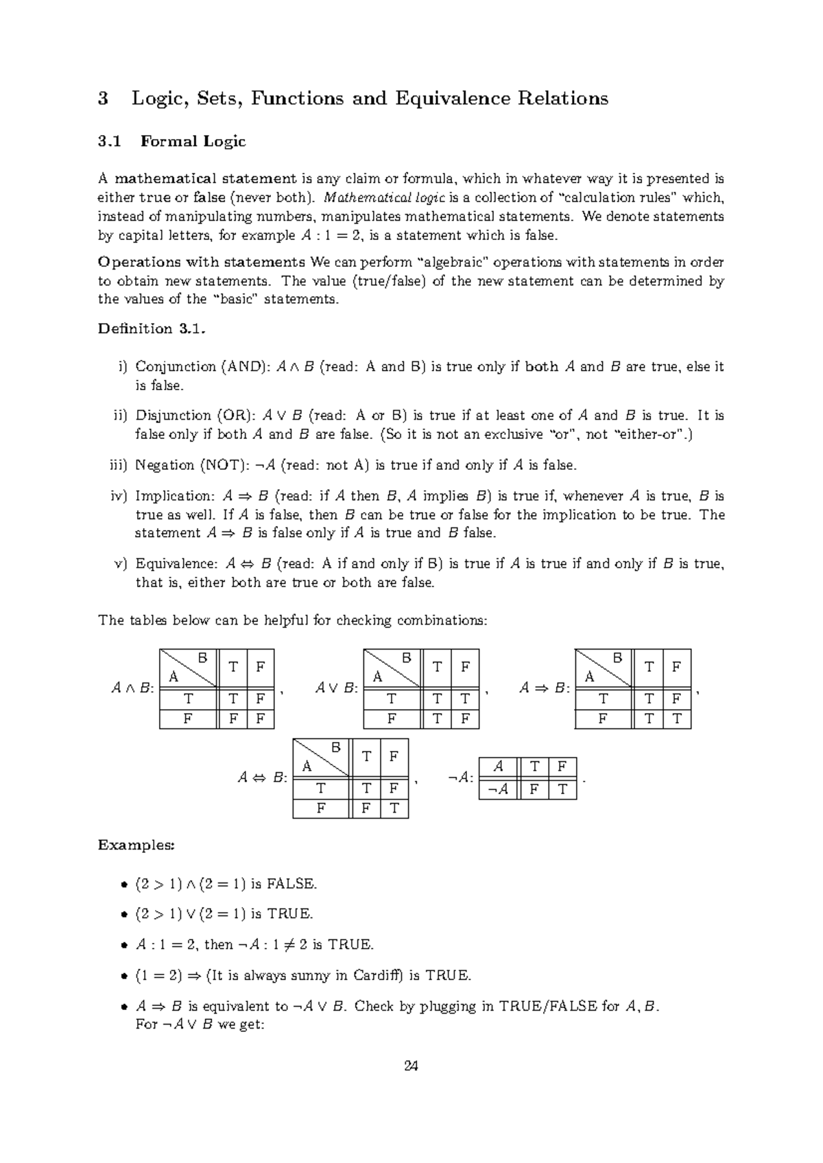 Foundations of Mathematics Lecture Notes pt2 - 3 Logic, Sets, Functions ...