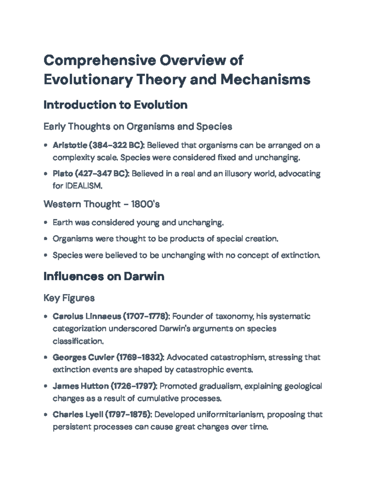 Evolutionary Theory: Mechanisms, Evidence, and Key Concepts (BIO101 ...