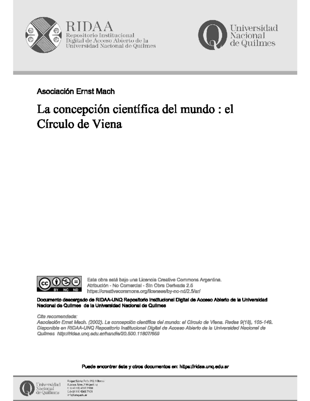 Manifiesto del Círculo de Viena: La Concepción Científica del Mundo ...