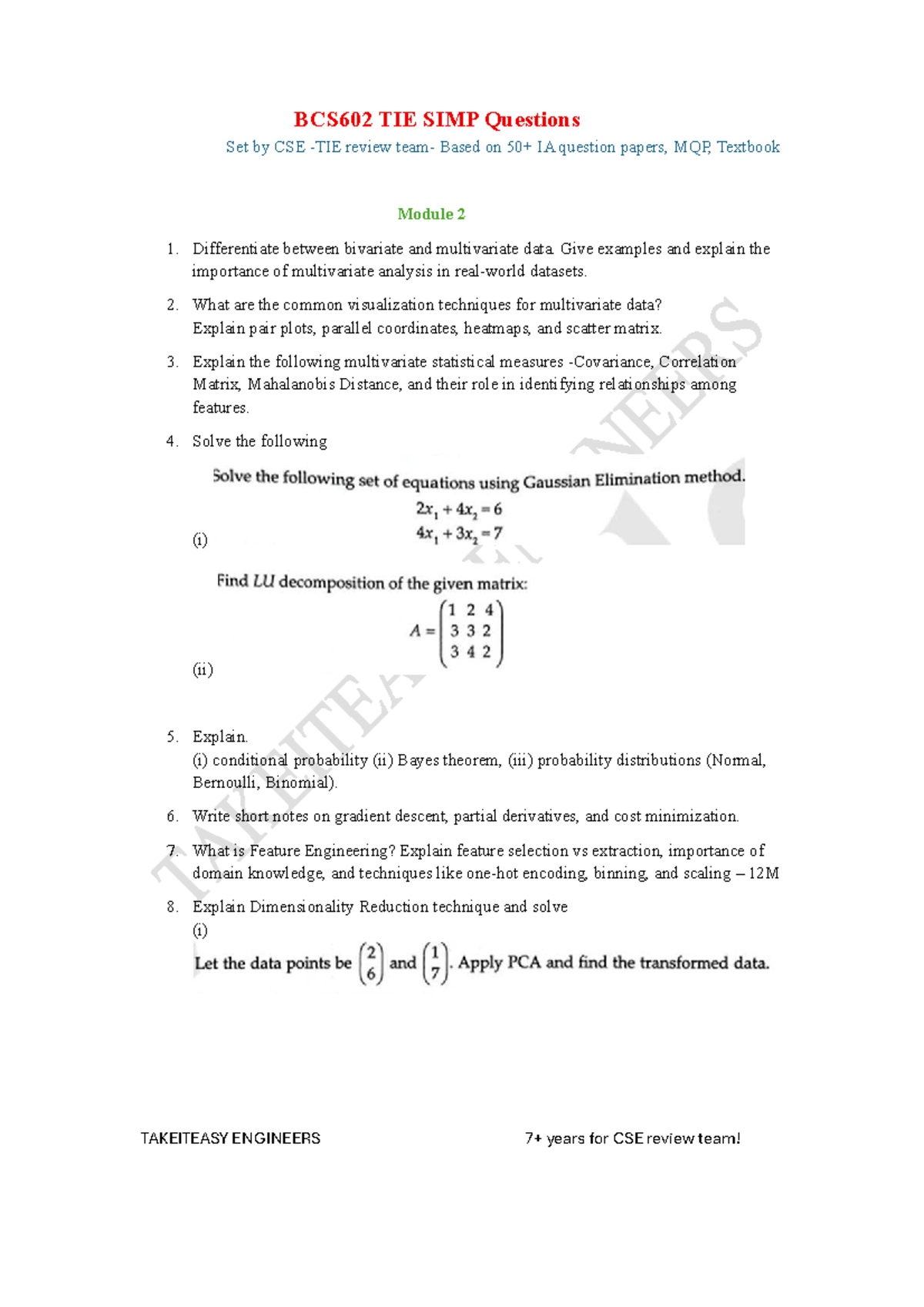 BCS602 TIE SIMP Questions Set for CSE Review - IA & MQP Insights - Studocu