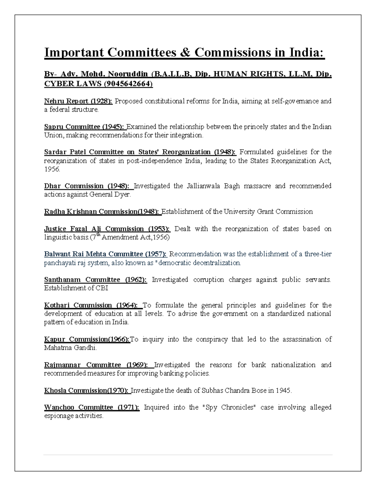 Important committees and commissions in India: A comprehensive overview ...