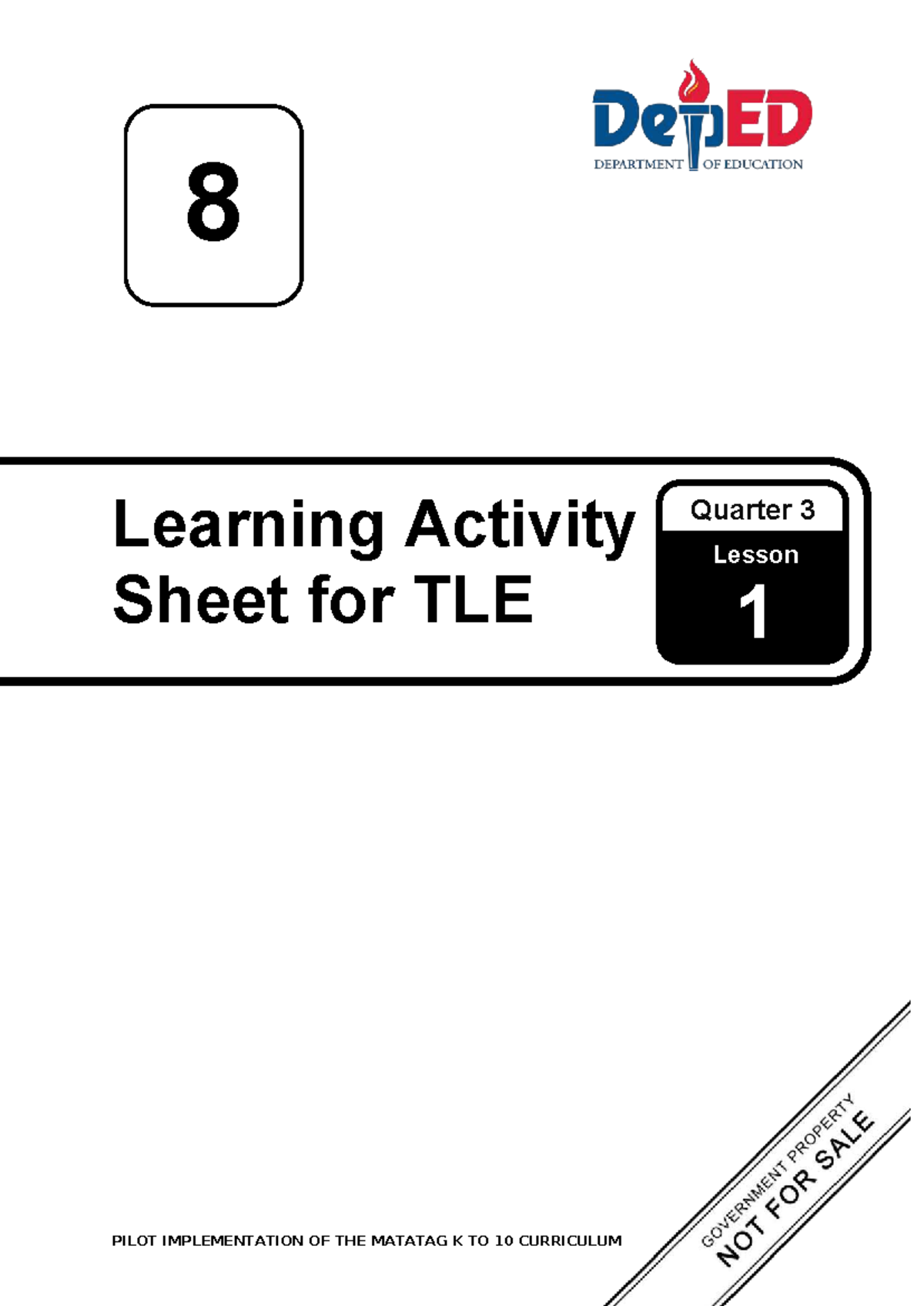 TLE8 Q3 L1 - Learning Activity Sheet for MATATAG Curriculum - Studocu