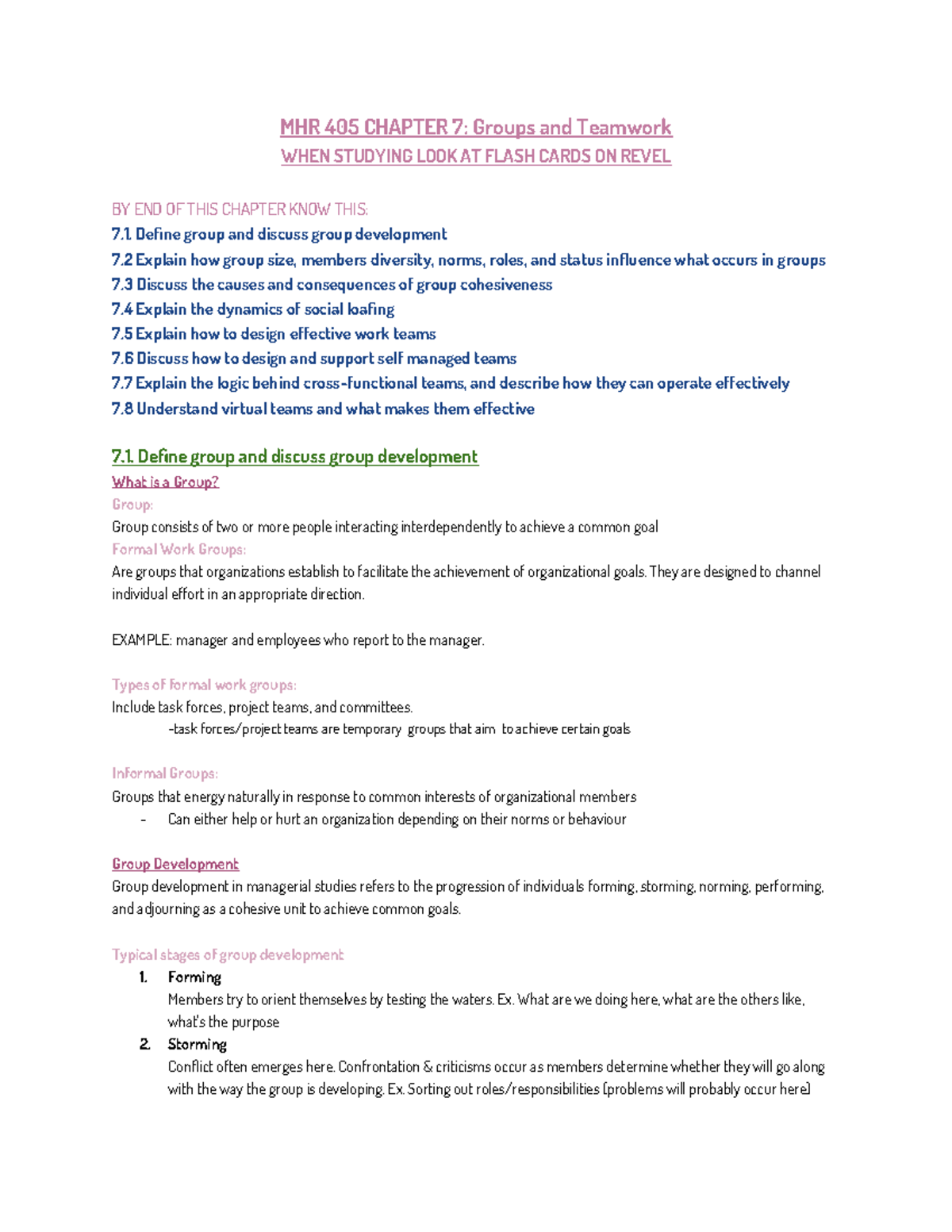 Copy of MHR 405 Textbook Notes Chapter 7 (we skip 6) - MHR 405 CHAPTER ...