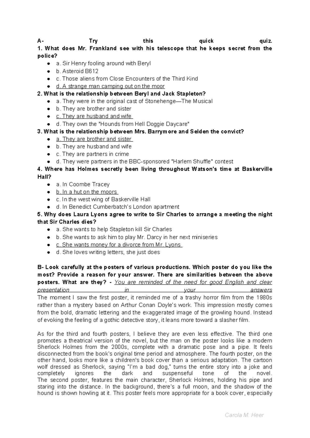 ATRY 2023: Quiz on "The Hound of the Baskervilles" Analysis - Studocu