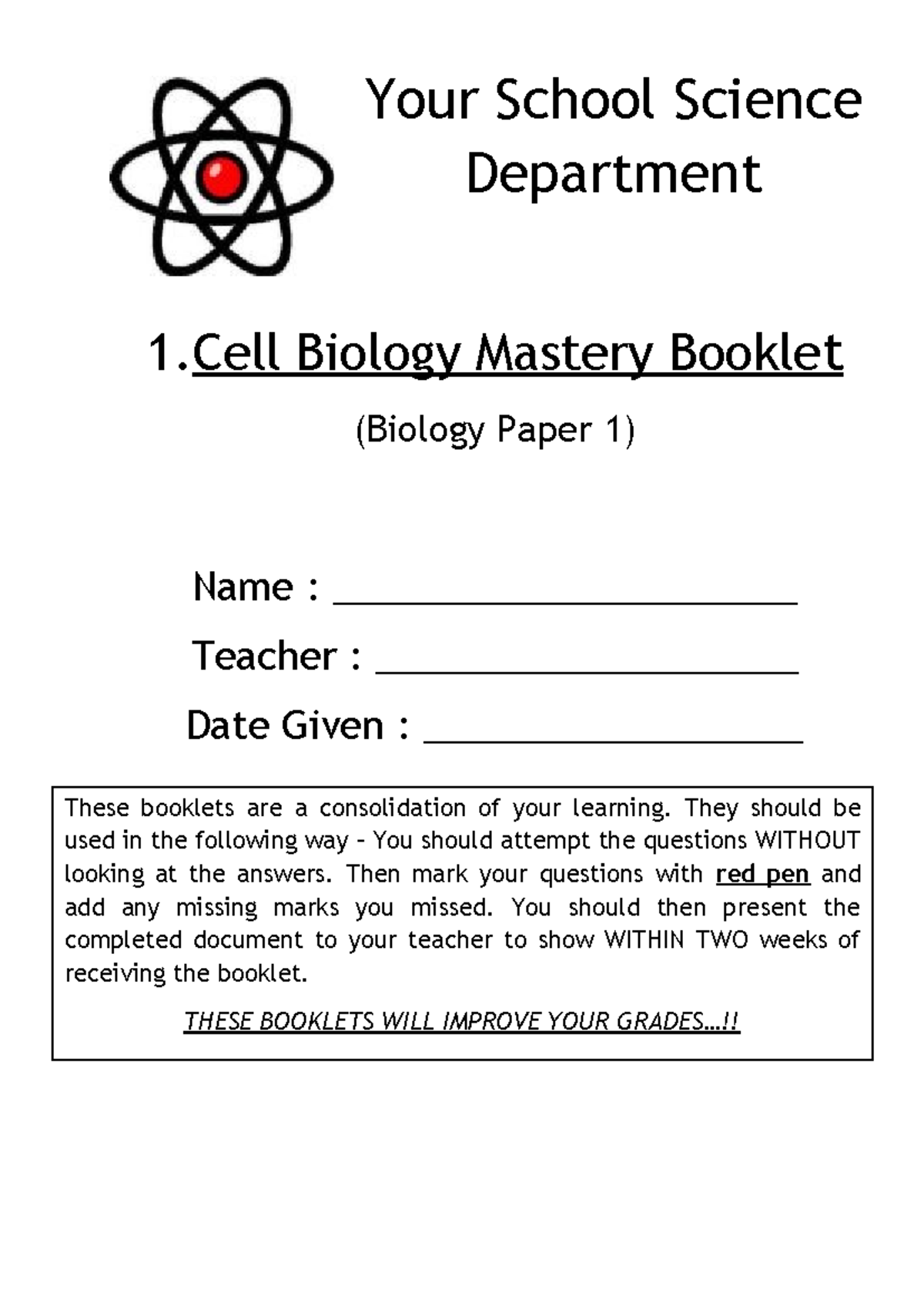 Cell Biology Paper 1: Mastery Questions & Answers Guide - Studocu