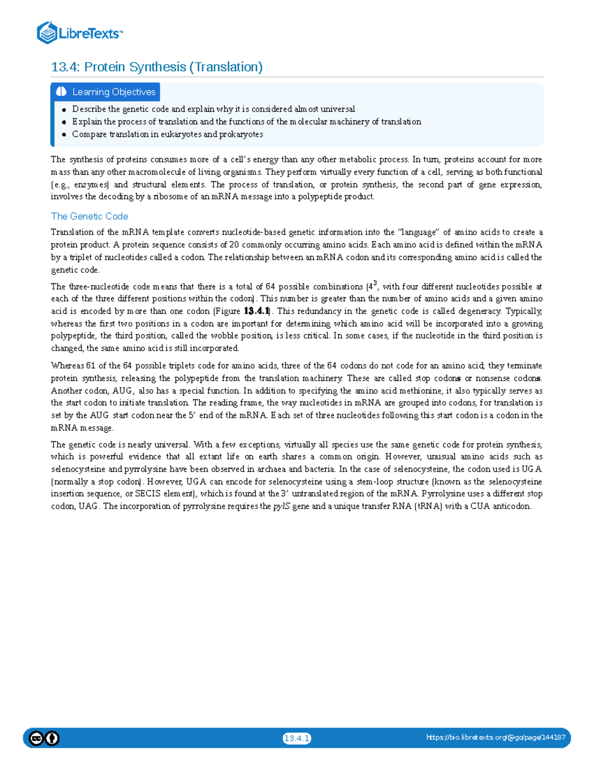 13 - Cytogenetics - 13: Protein Synthesis (Translation) Describe the ...