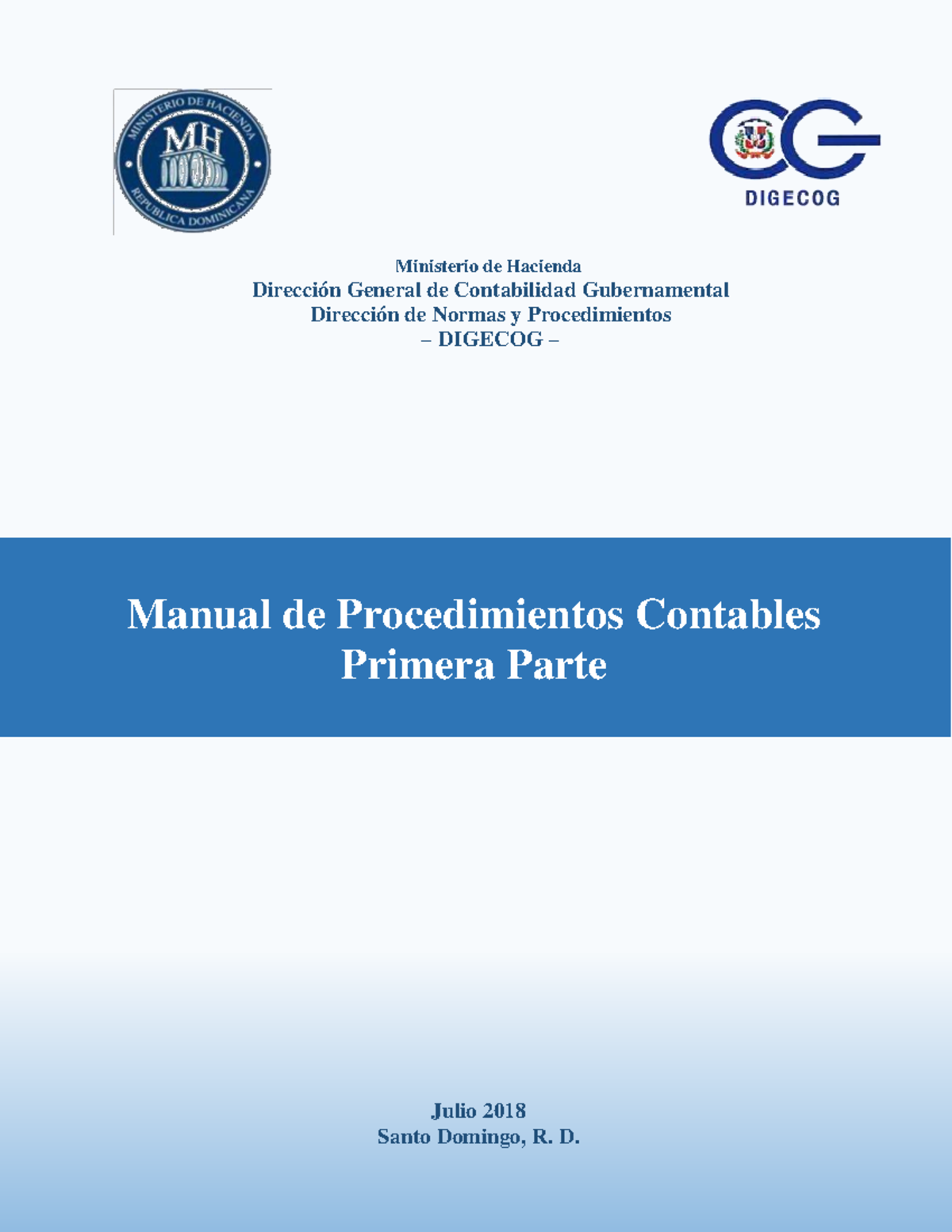 Manual de Procedimientos Contables DIGECOG - Primera Parte - Studocu