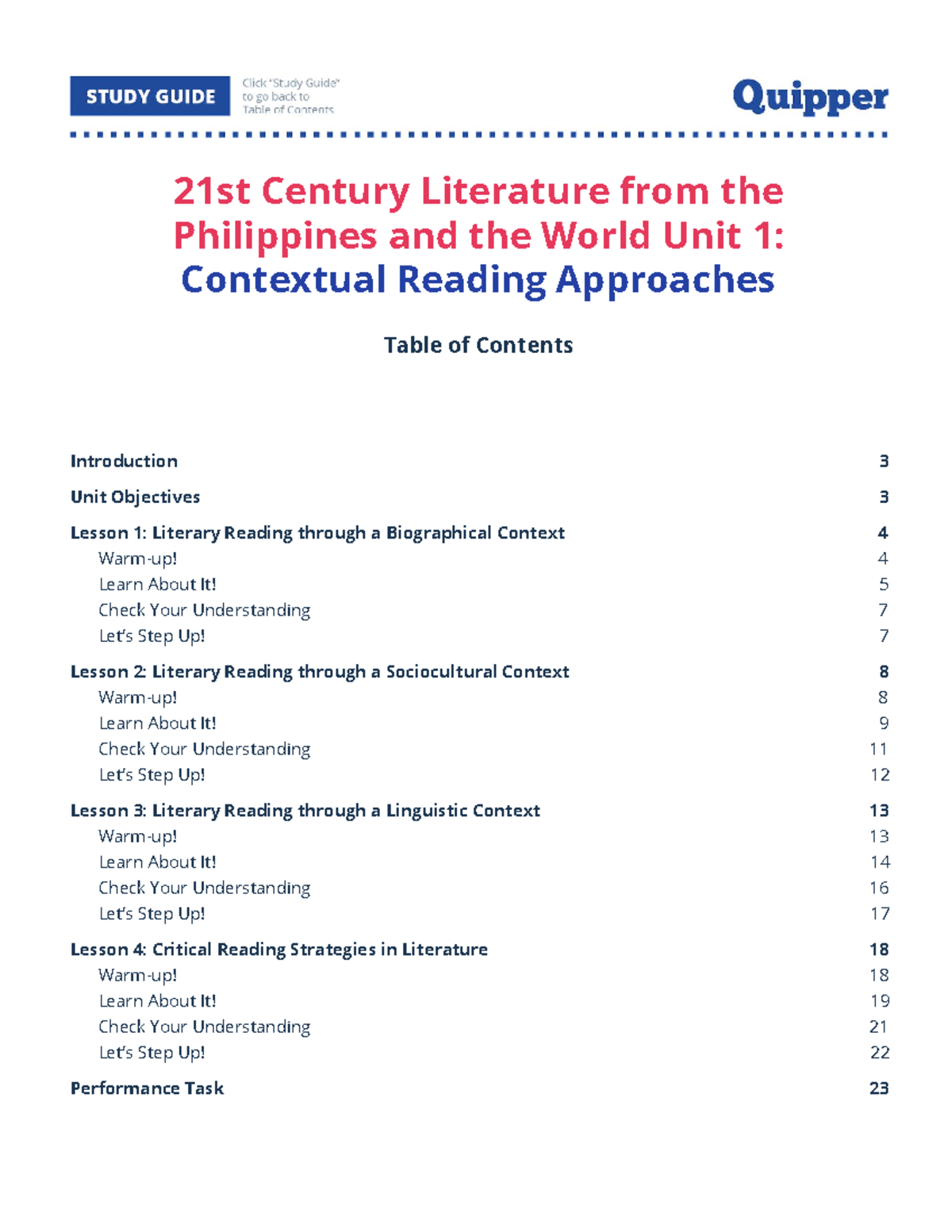 21st Century Literature Unit 1: Exploring Contextual Reading Approaches ...