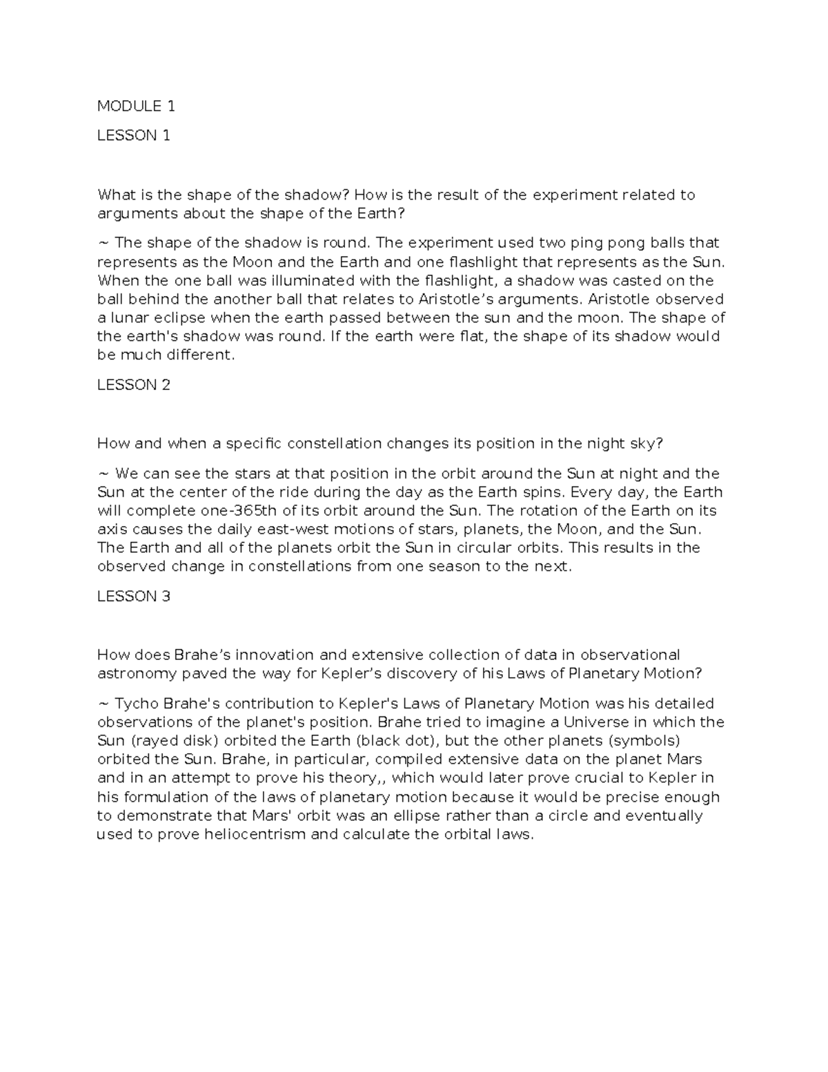 Astronomy Module 1: Lessons on Shadows, Constellations, and Planetary ...