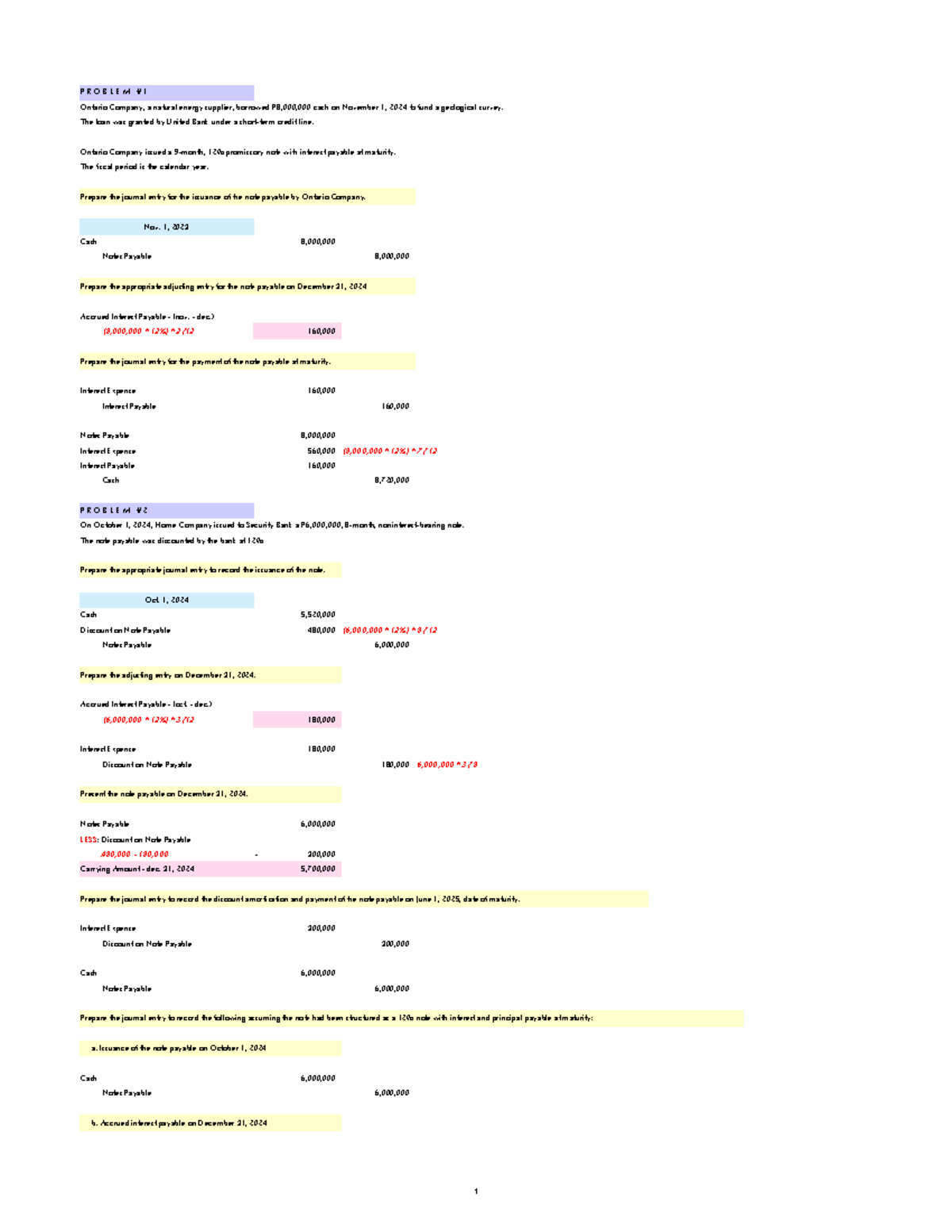 Notes Payable Problems and Journal Entries (FIN 101) - Studocu