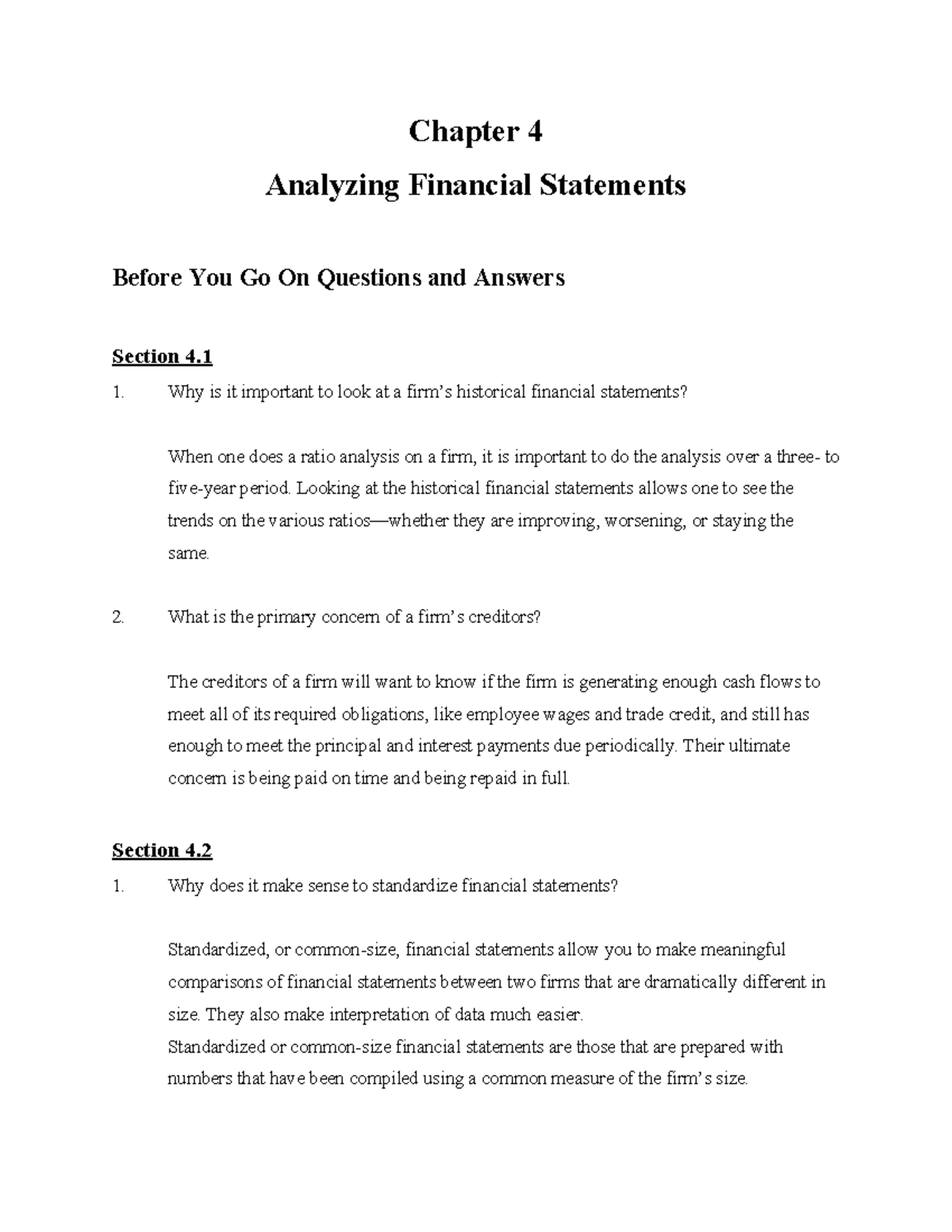 Chapter 4: Analyzing Financial Statements - Key Concepts & Q&A (FIN 101 ...