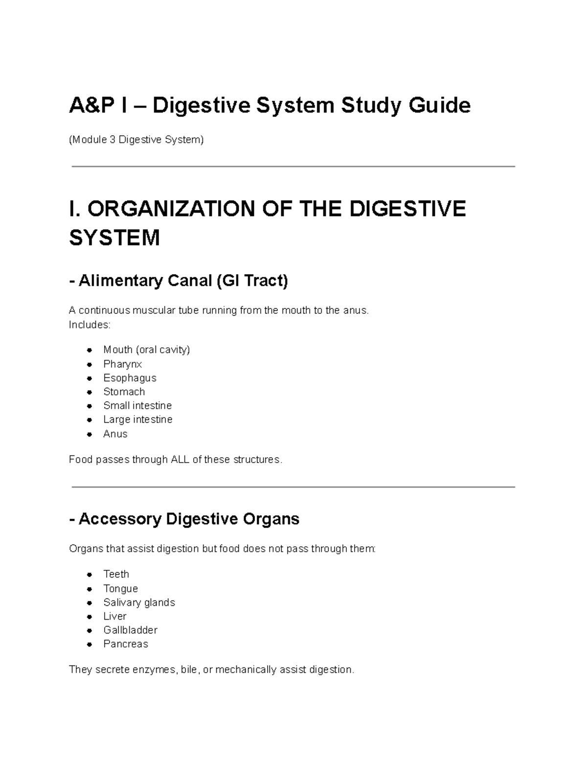 Digestive System Key Terms Review Guide (Module 3) - Studocu