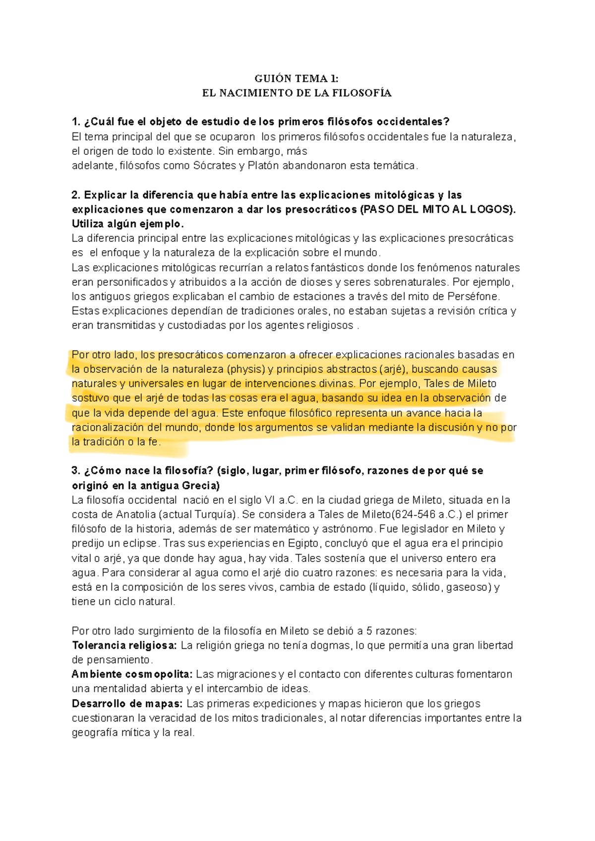 Filosofía: Tema 1 y 2 - Nacimiento y Sofistas (FILO 101) - Studocu