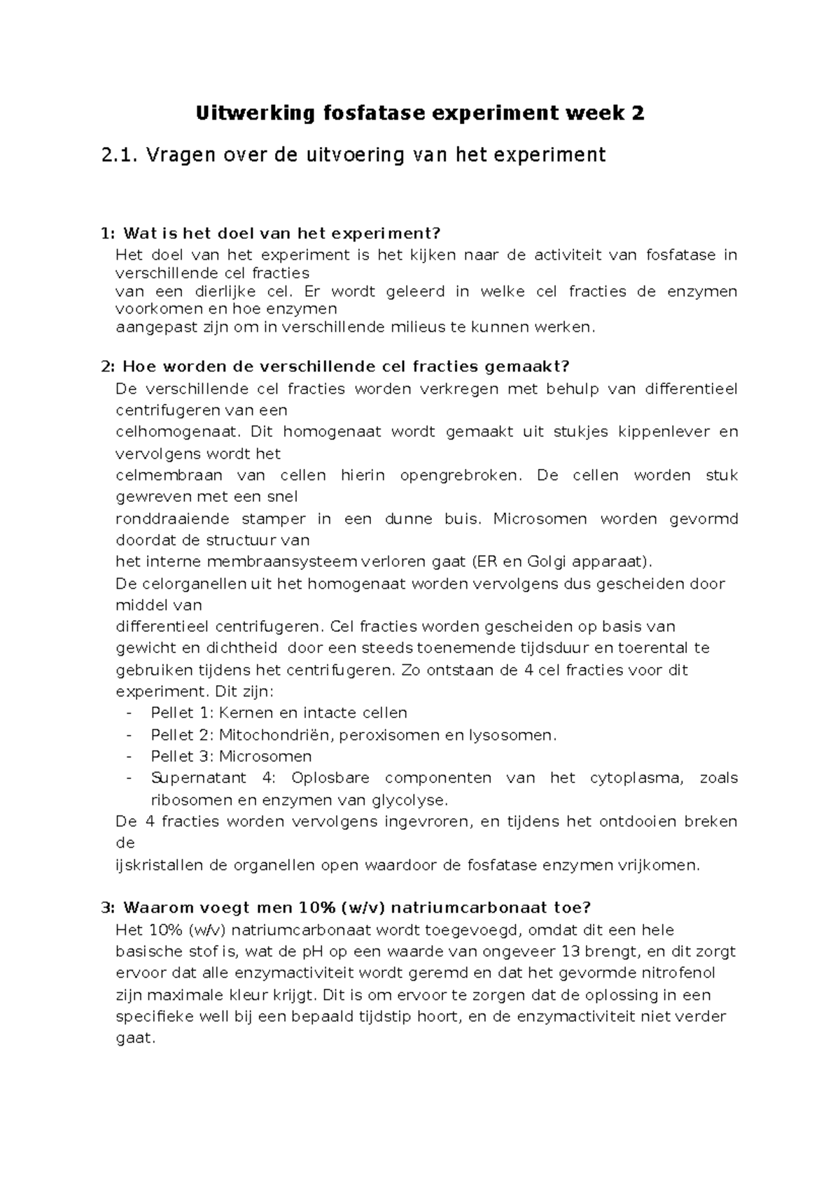 Practicum Cell Biology 2: Fosfatase Experiment Analysis - Studeersnel