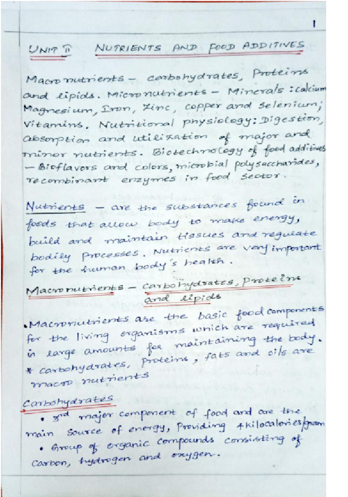 Unit 2: Nutrients and Food Additives - Essential Macronutrients ...