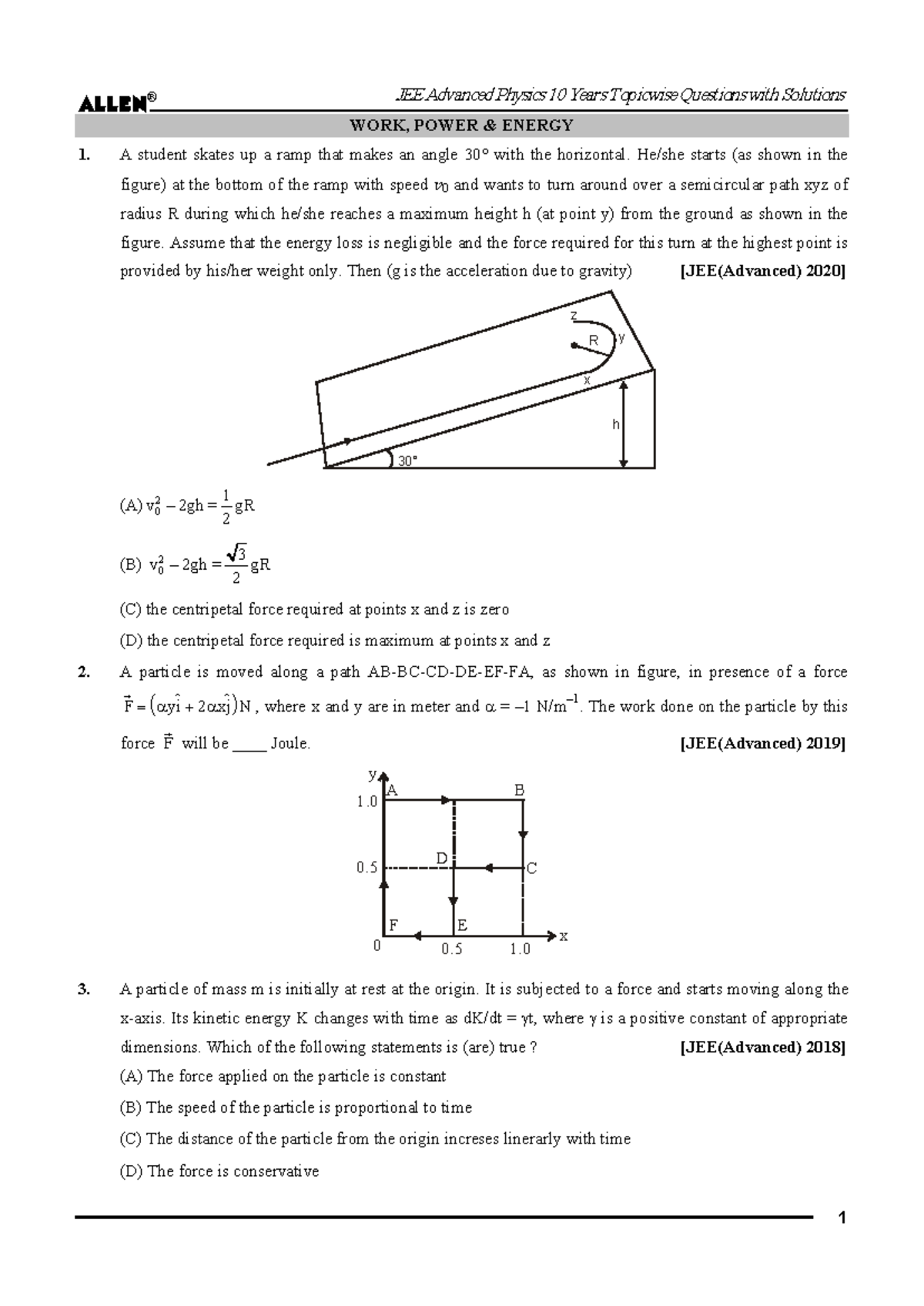 JEE Advanced Physics: Work, Power, and Energy Notes - Studocu