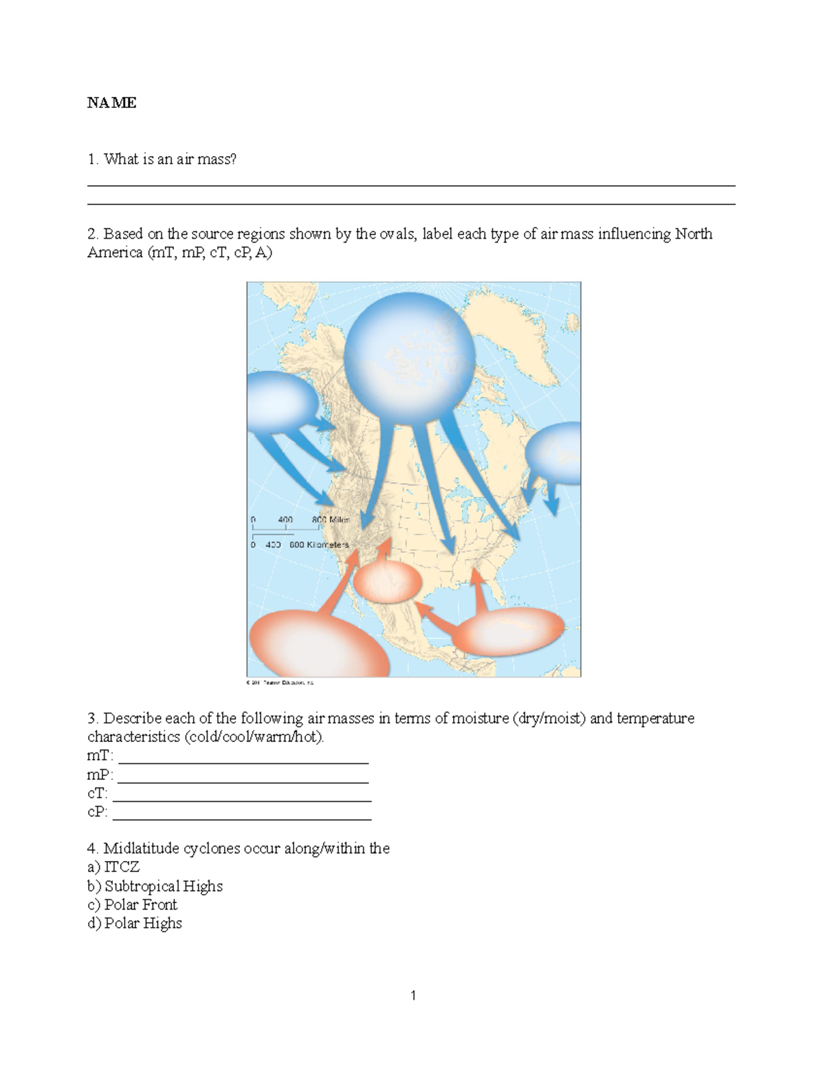 Geography Worksheet 4: Air Masses & Midlatitude Cyclones Analysis - Studocu