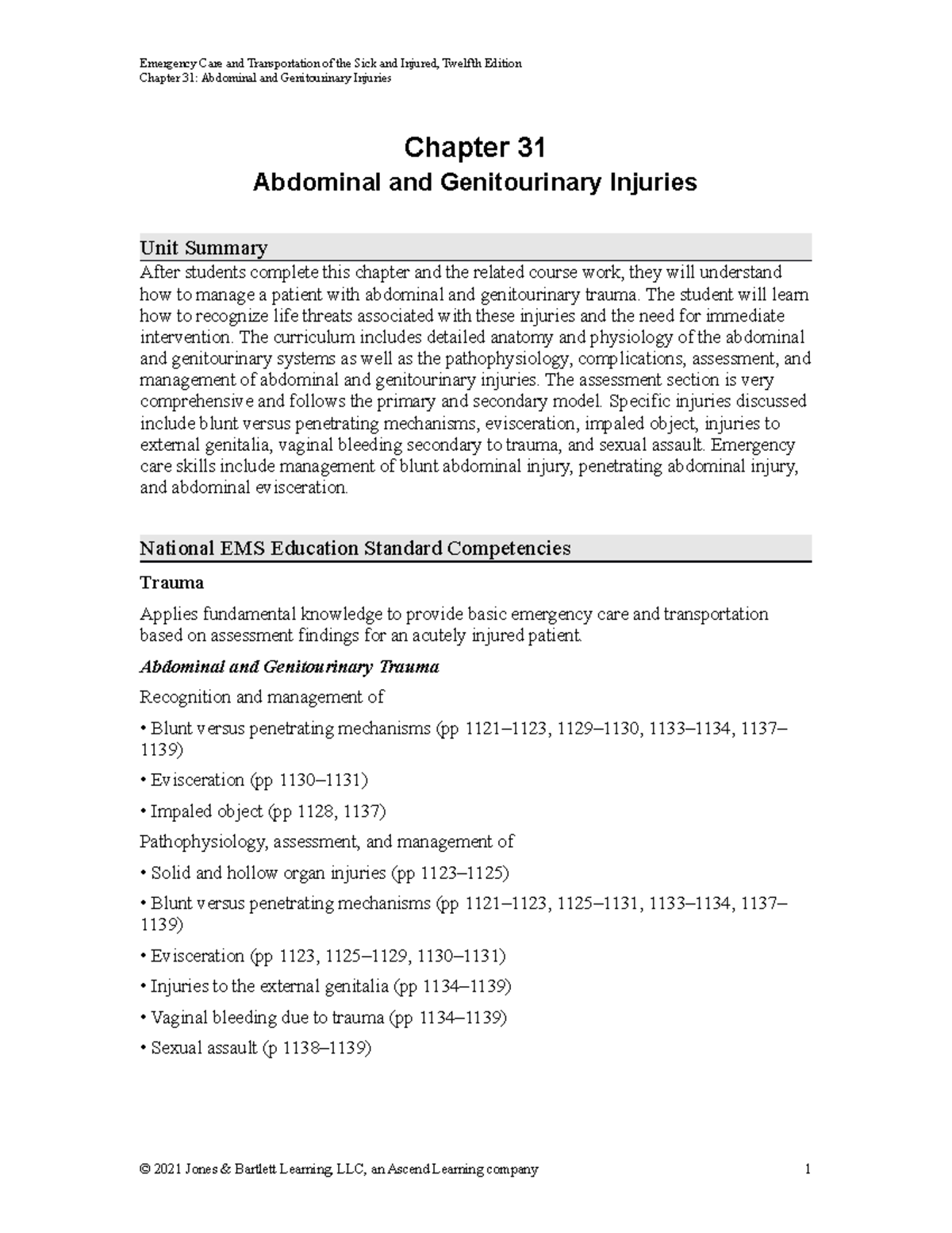 EMT Chapter 31: Managing Abdominal and Genitourinary Trauma - Studocu