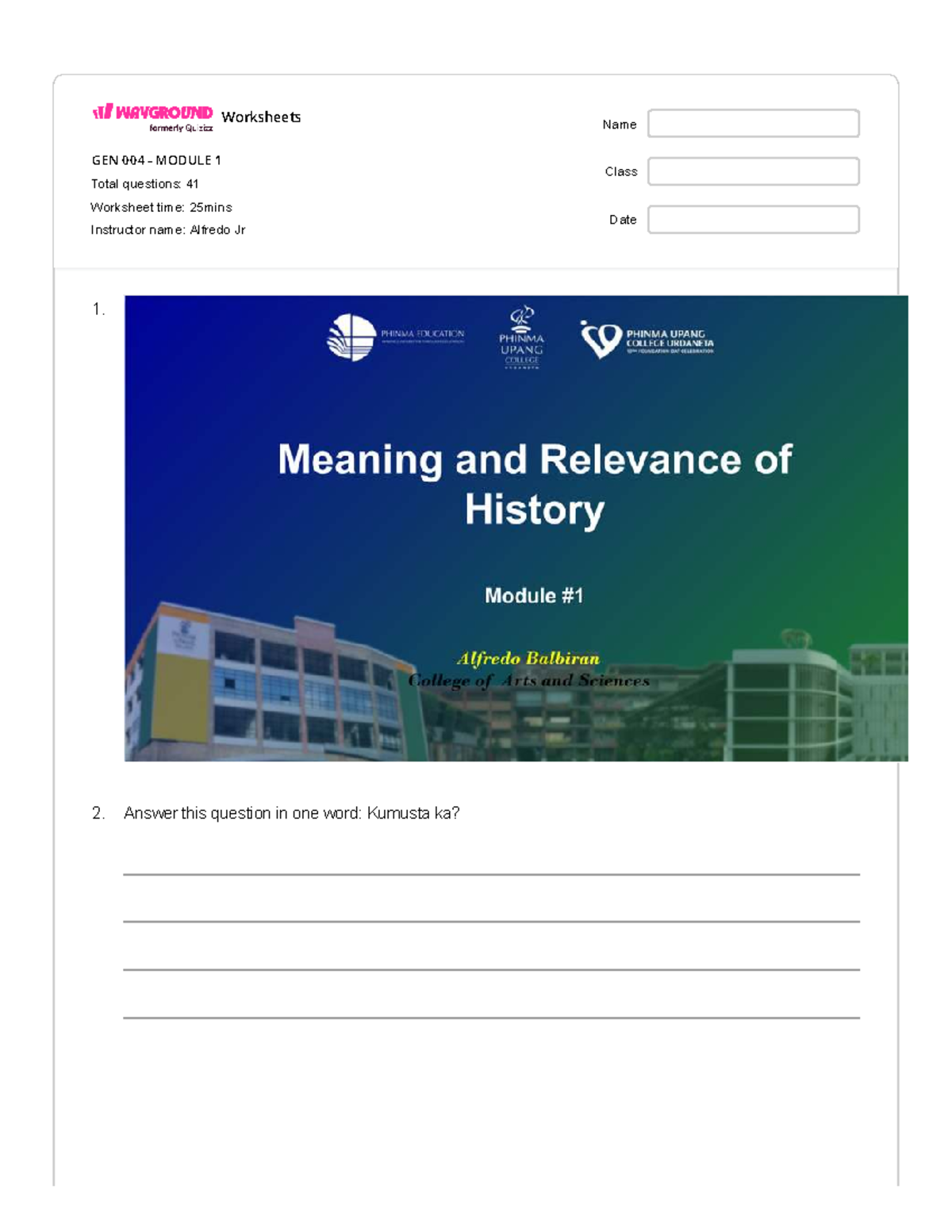 GEN 004 - Module 1 Worksheets: Key Questions & Insights - Studocu