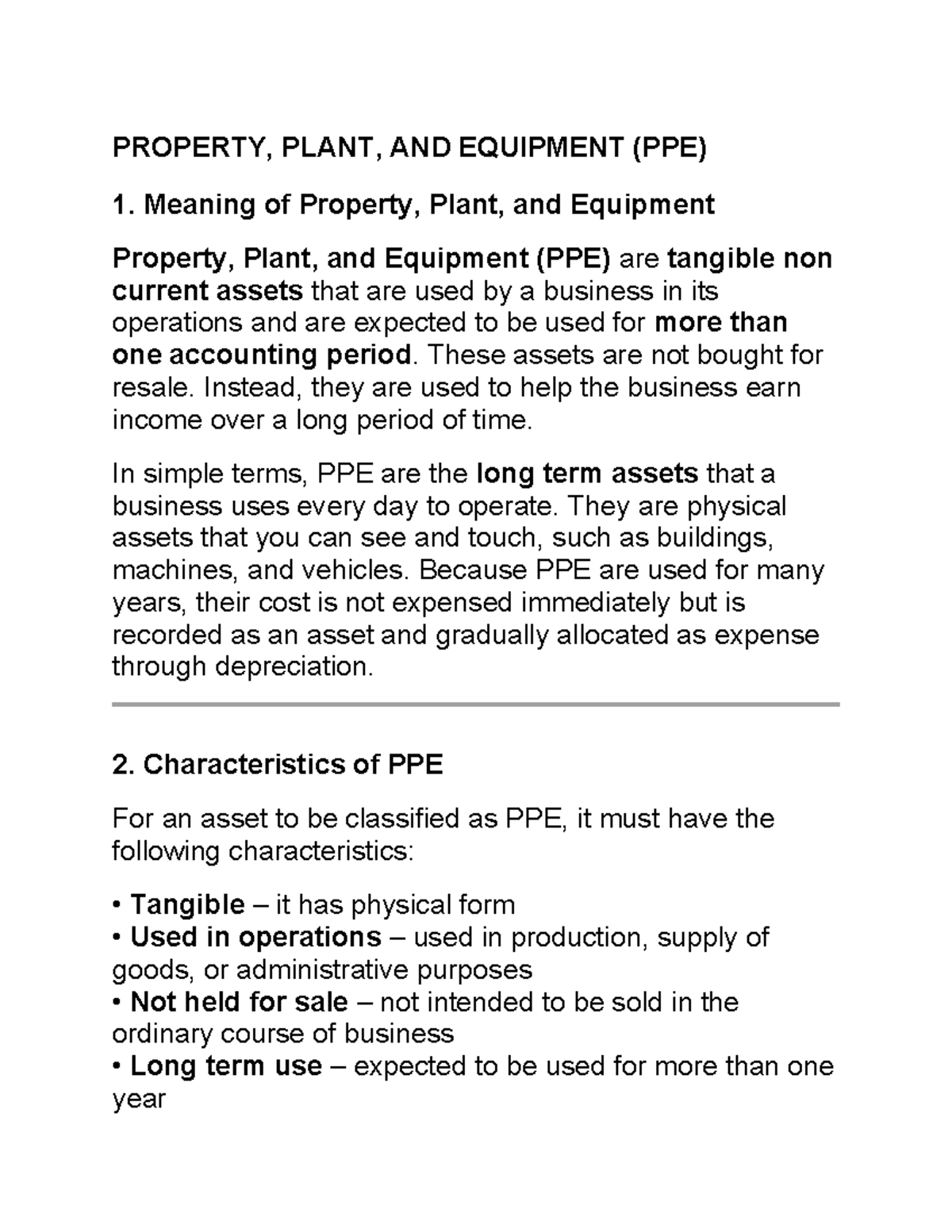 PPE 101: Understanding Property, Plant, and Equipment Essentials - Studocu