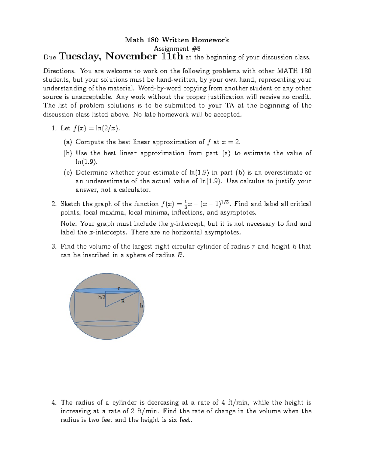 Math 180 Written Homework Assignment 8 Due November 11th - Studocu